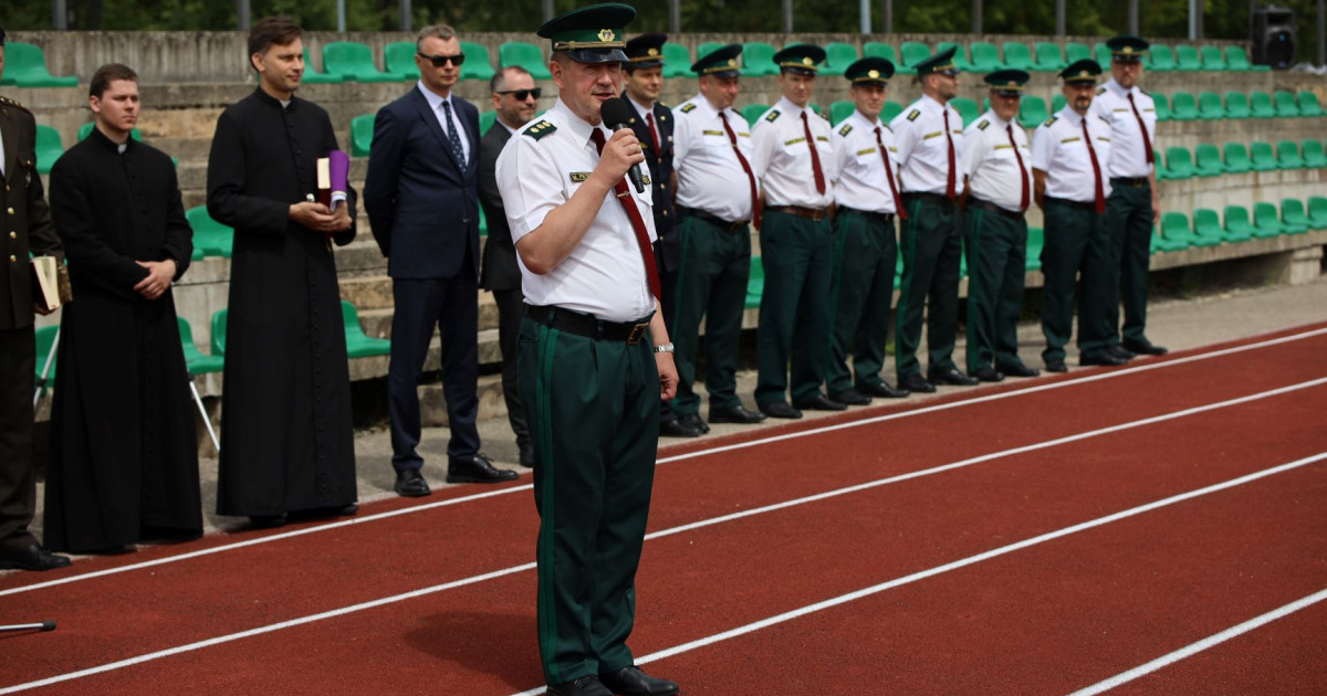 The newly renovated stadium of the State Border Guard College's ...